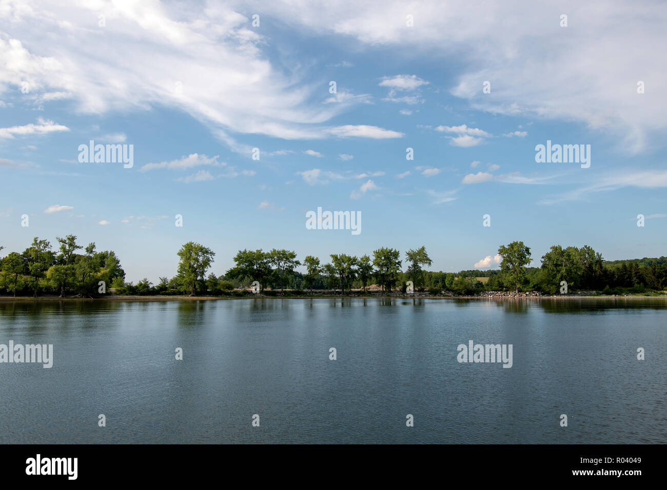 Lake Champlain with blue sky and clouds Stock Photo - Alamy