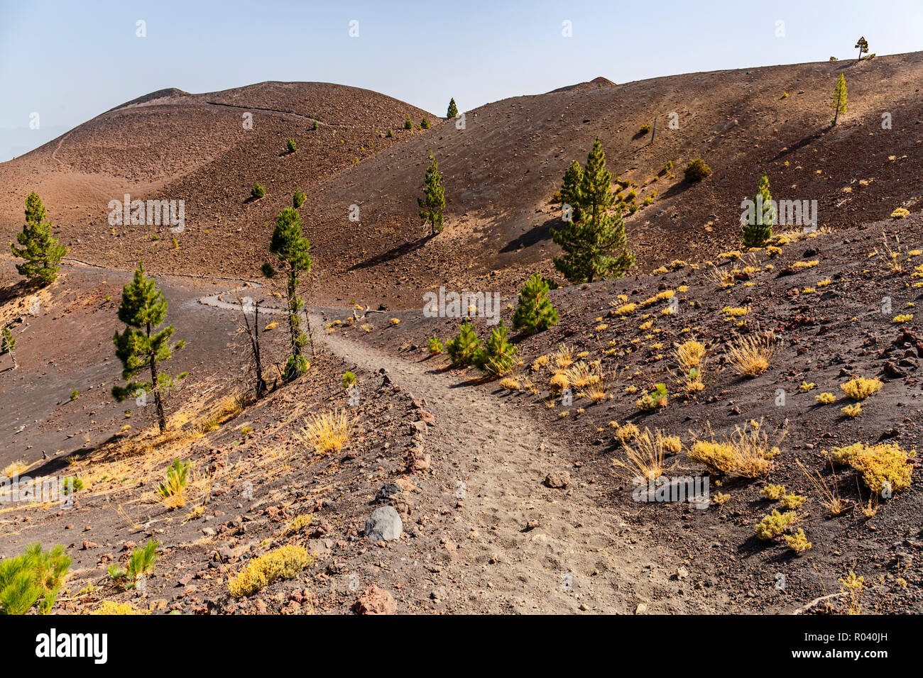 Path along Ruta de los Volcanes, beautiful hiking path over the ...