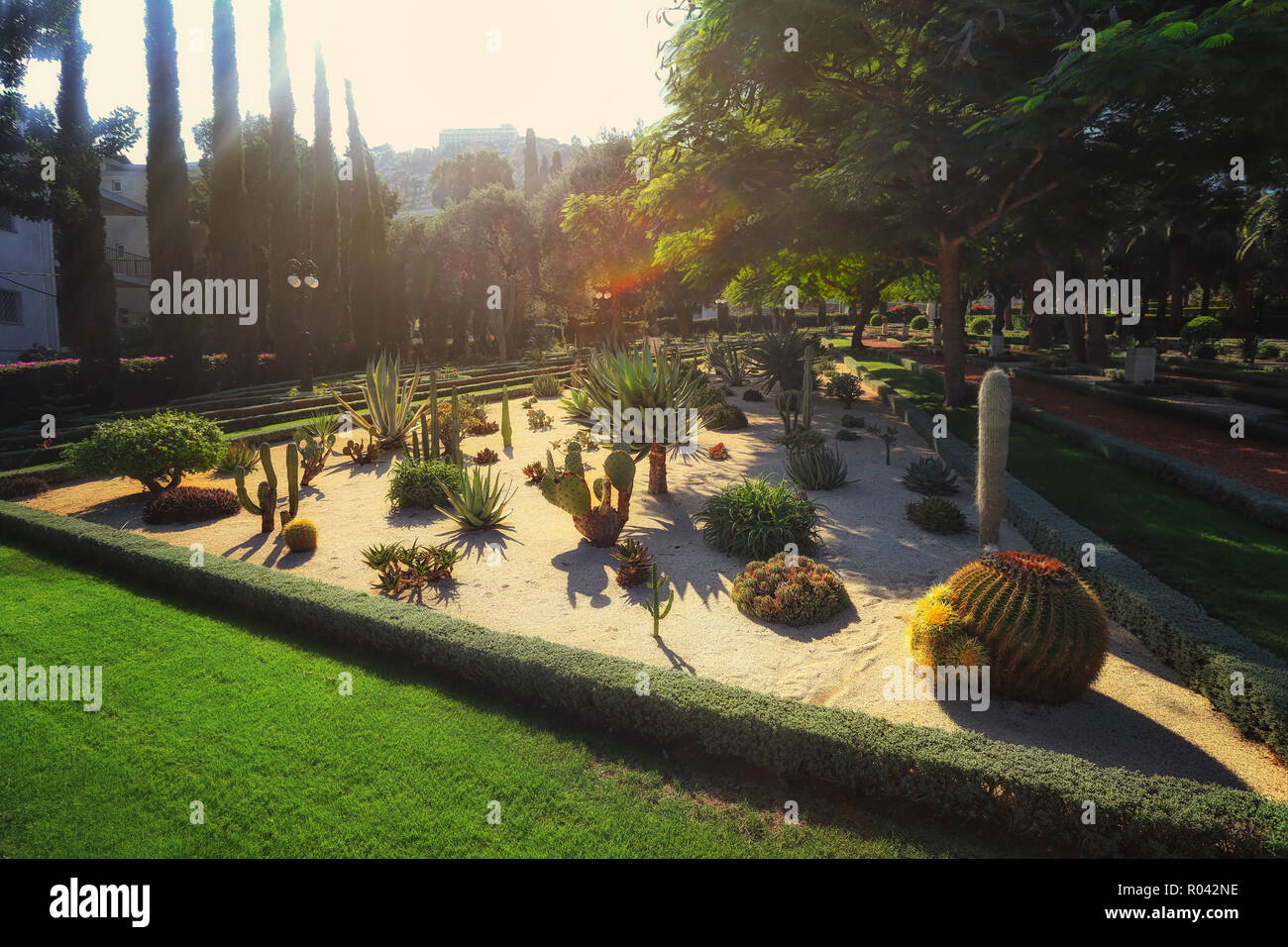The Bahai Gardens in Haifa in Israel. It is a place where people admire ...