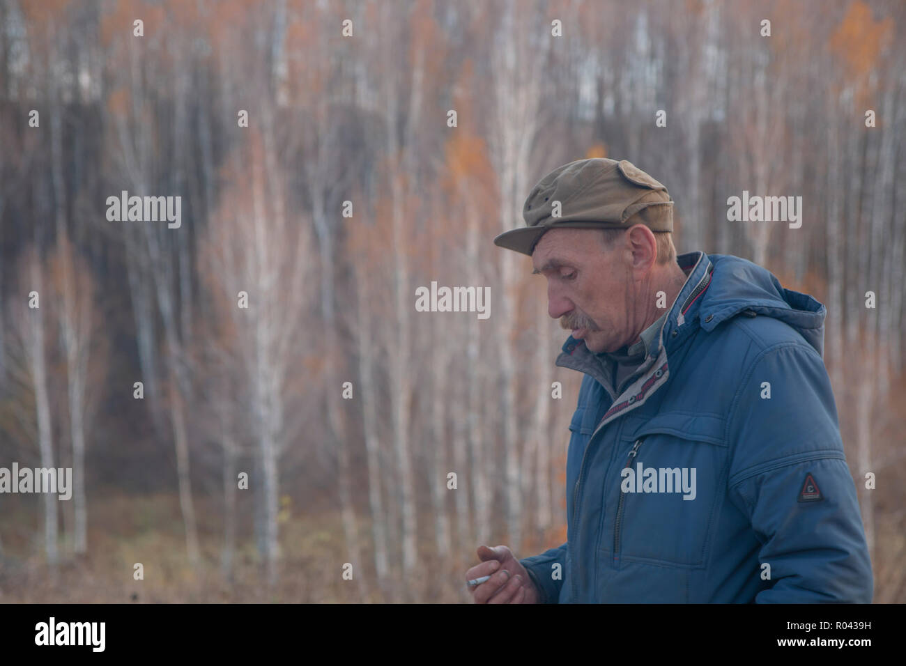 A rustic man with a mustache. Russia. Kaluga region. Village Stock ...