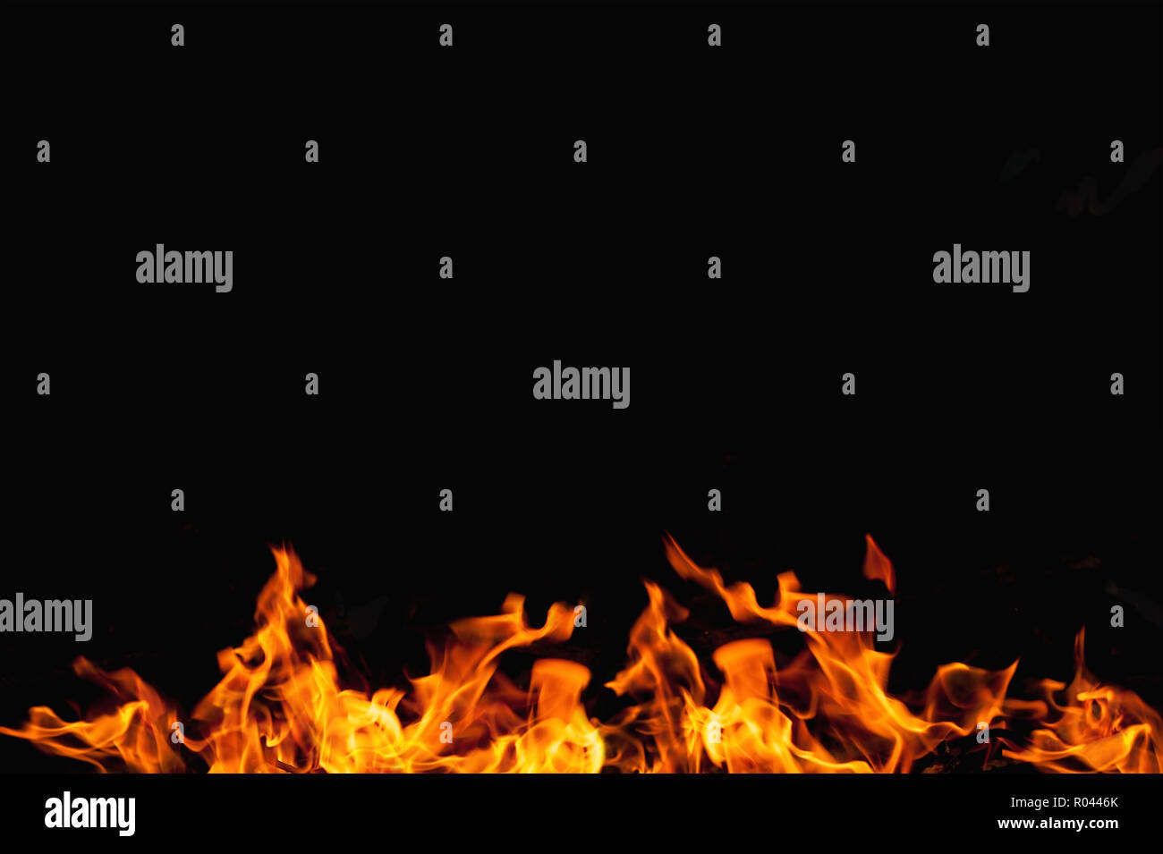 Fire flame on black background, horizontal position Stock Photo - Alamy