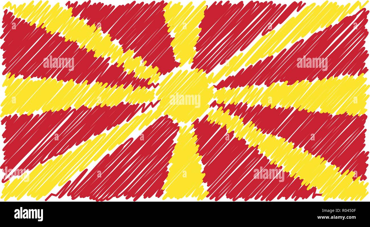 Hand Drawn National Flag Of Macedonia Isolated On A White Background ...