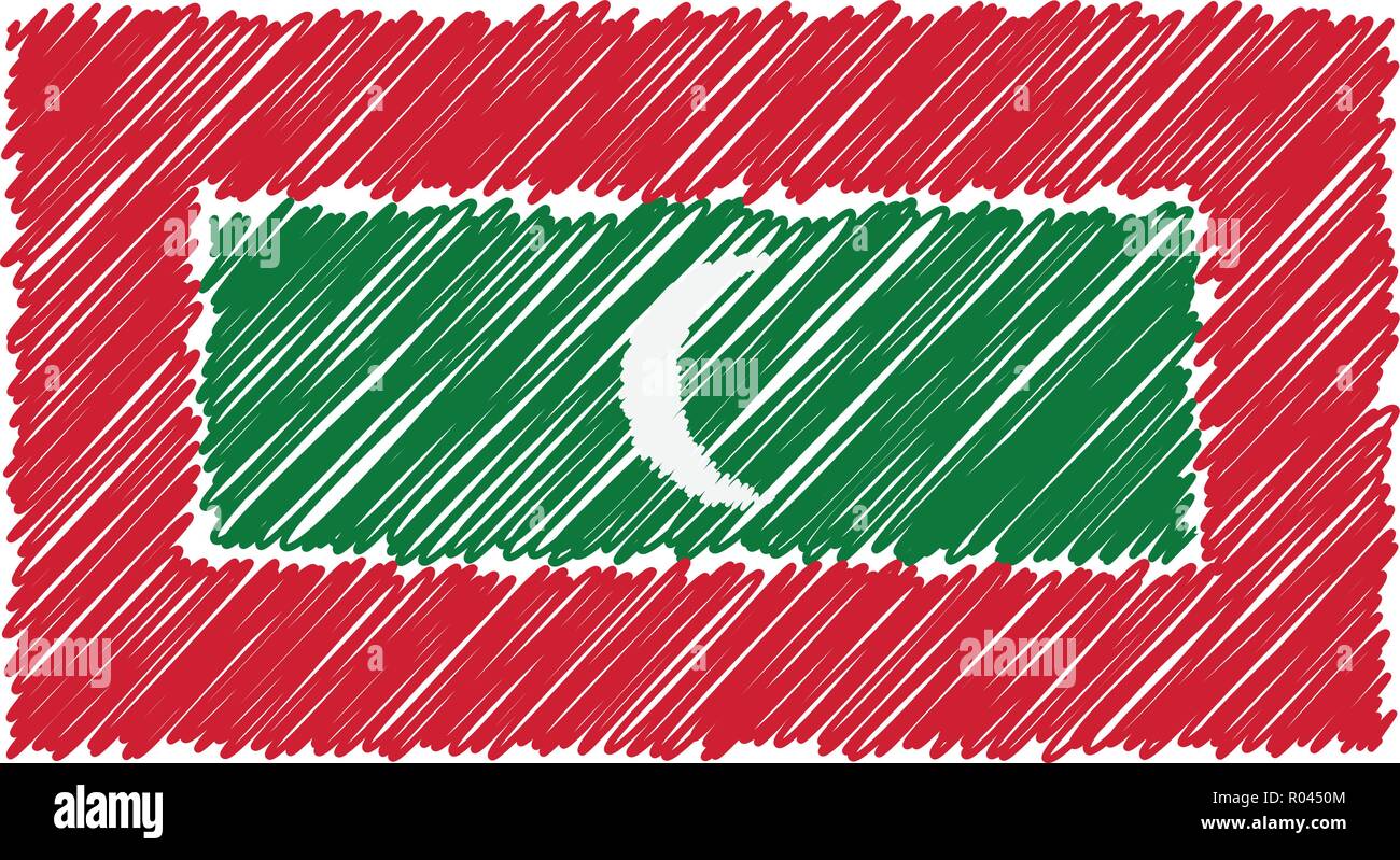 Hand Drawn National Flag Of Maldives Isolated On A White Background ...