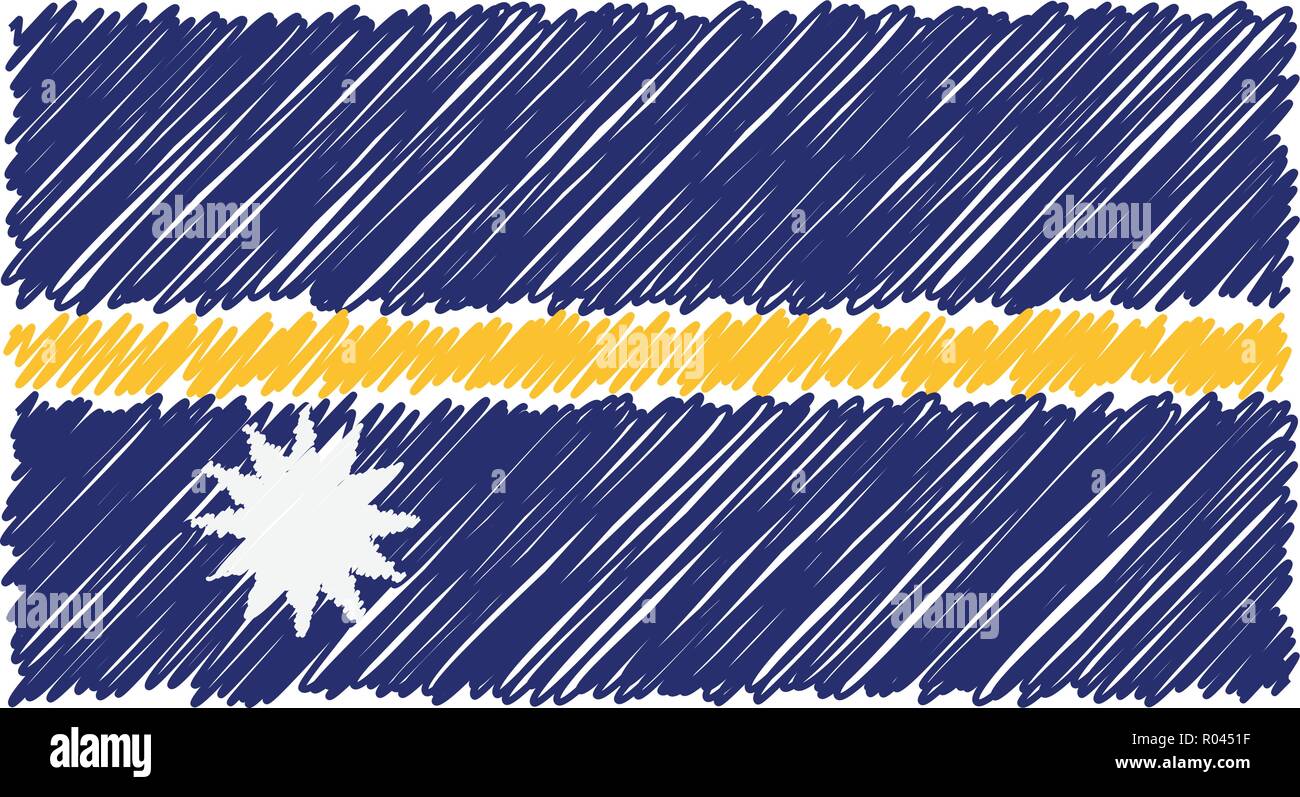 Hand Drawn National Flag Of Nauru Isolated On A White Background ...