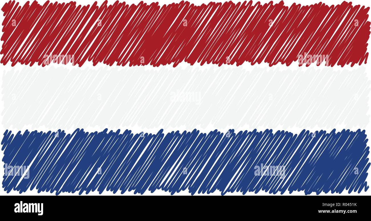 Hand Drawn National Flag Of Netherlands Isolated On A White Background ...