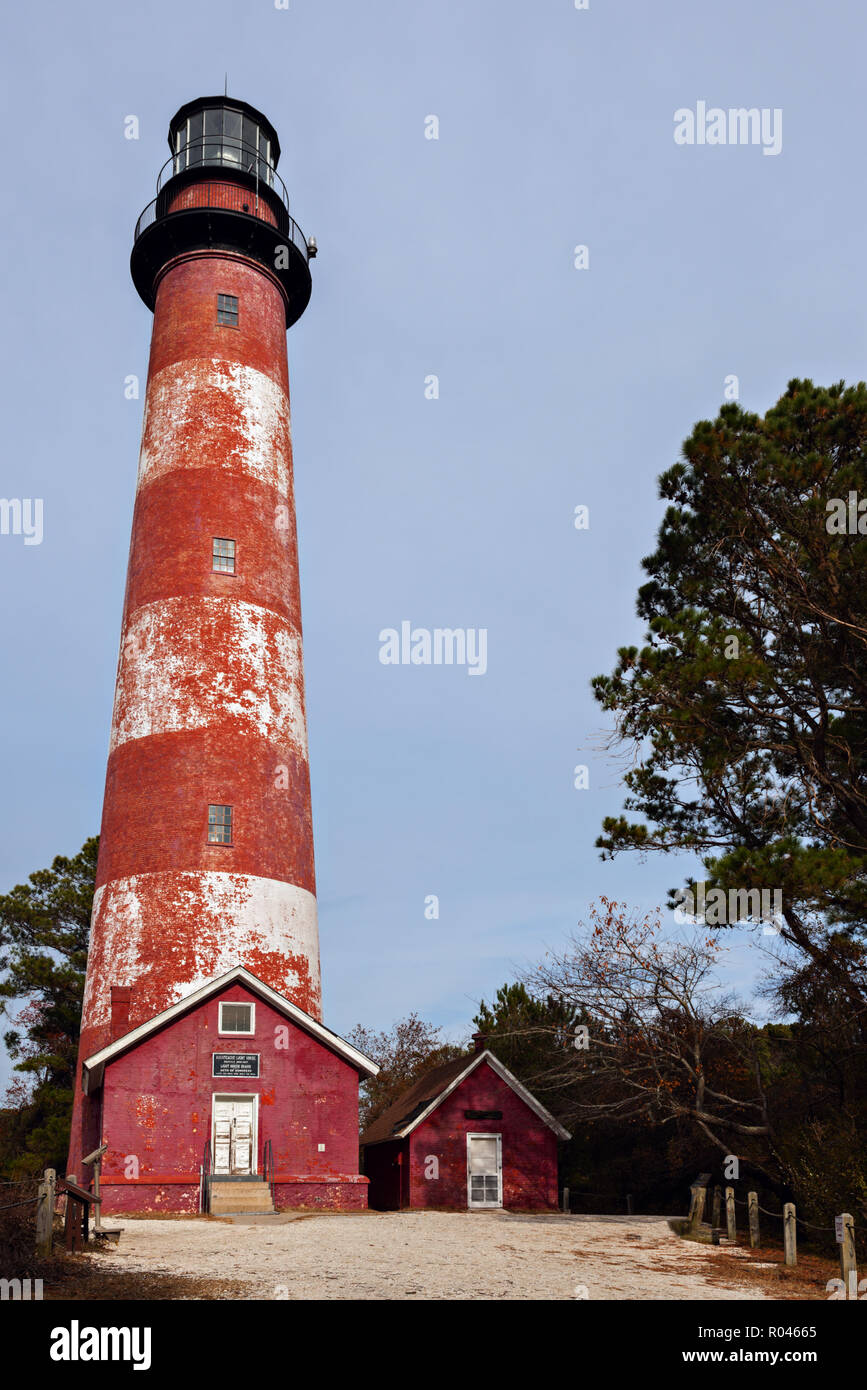 Assateague Lighthouse in Virginia. Chincoteague, Virginia, USA Stock ...