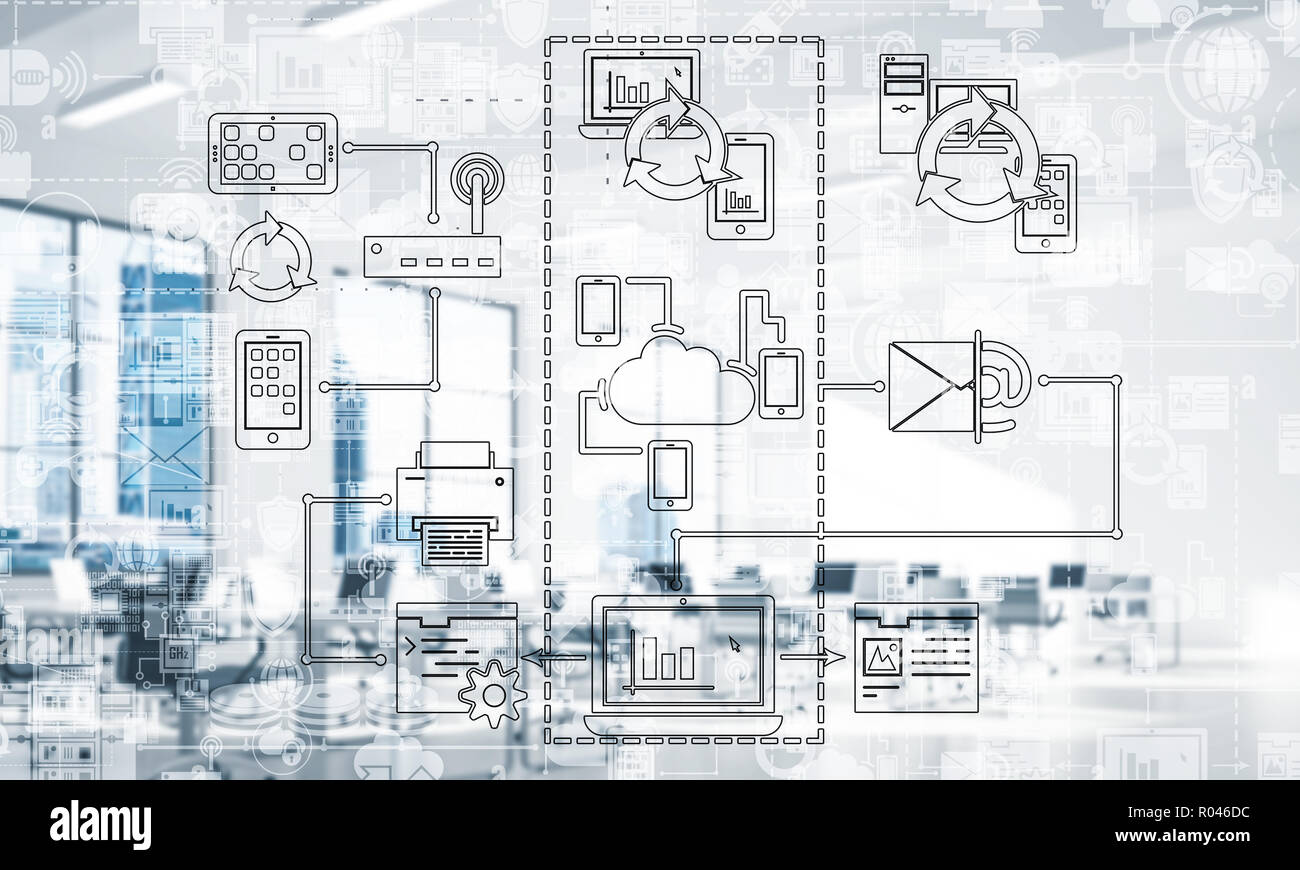 Technology background image with media interface as connection a Stock ...