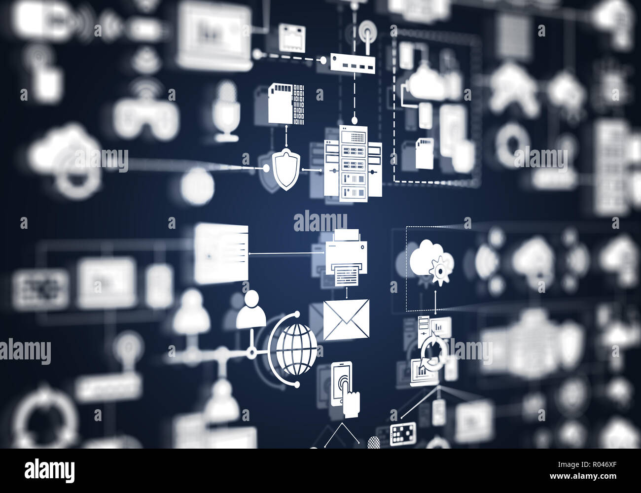 Technology background image with media interface as connection and ...