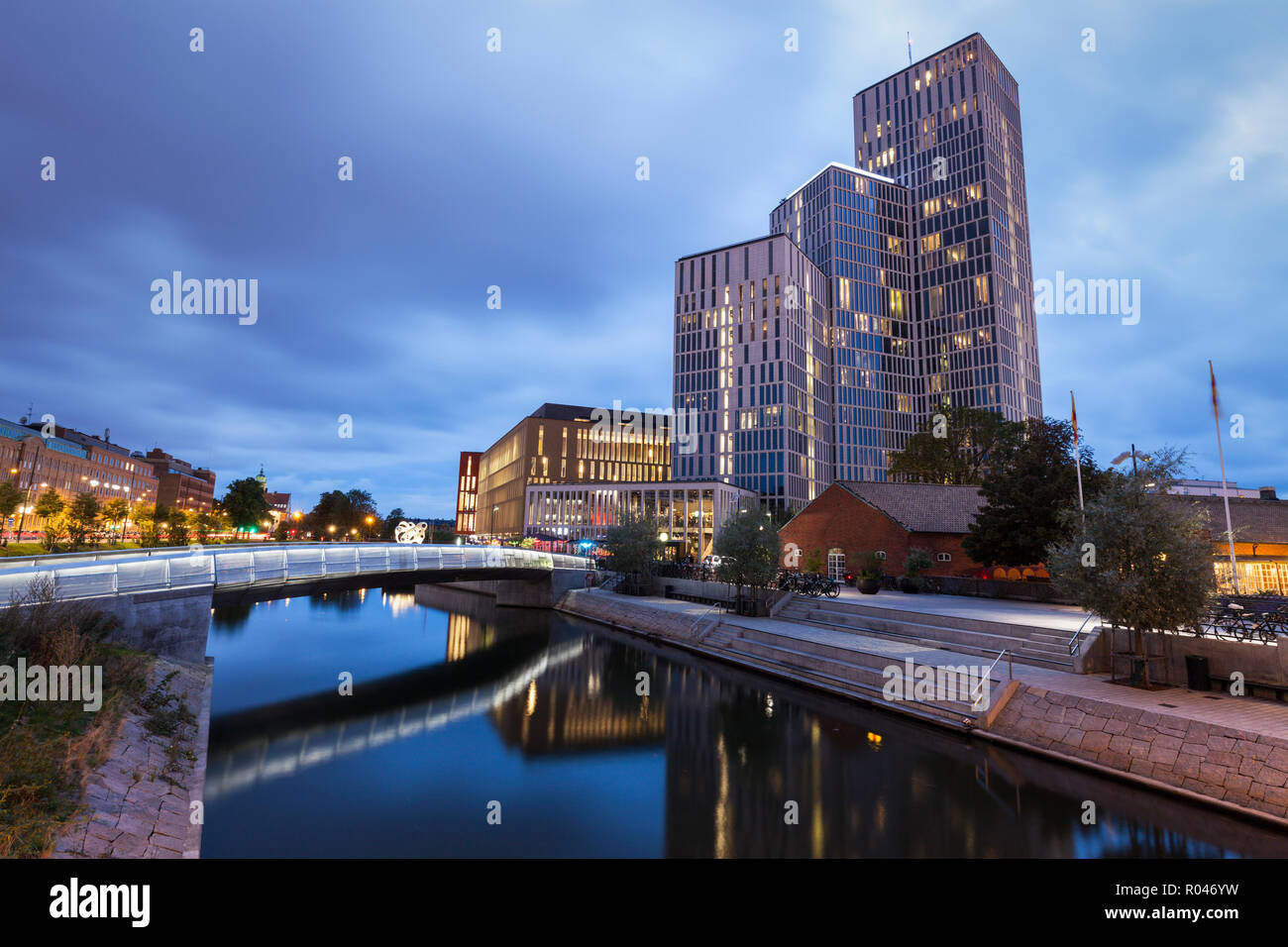 Panorama of Malmo at night. Malmo, Scania, Sweden Stock Photo - Alamy