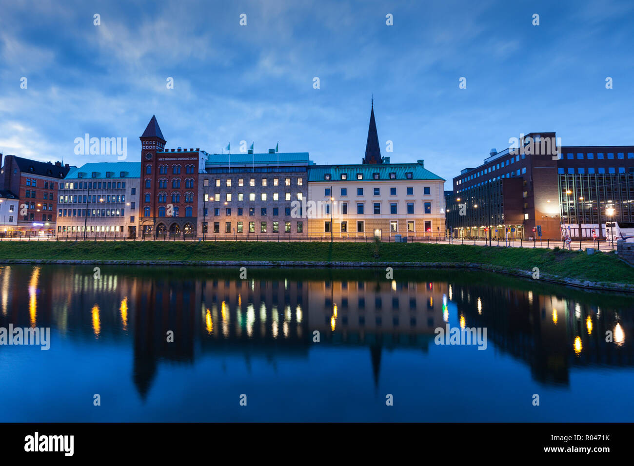 Panorama of Malmo at night. Malmo, Scania, Sweden Stock Photo - Alamy