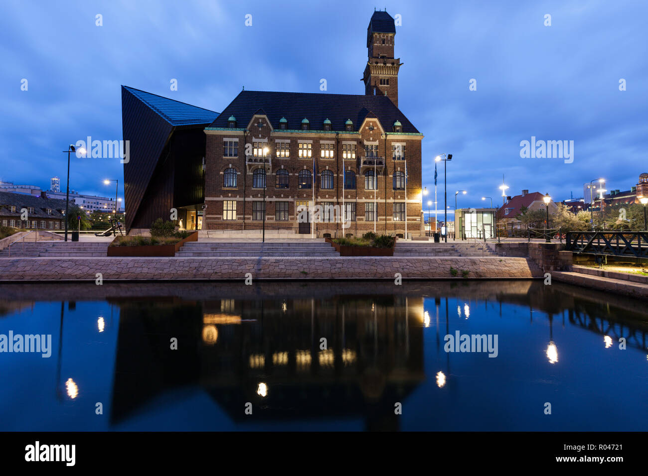 Panorama of Malmo at night. Malmo, Scania, Sweden Stock Photo - Alamy