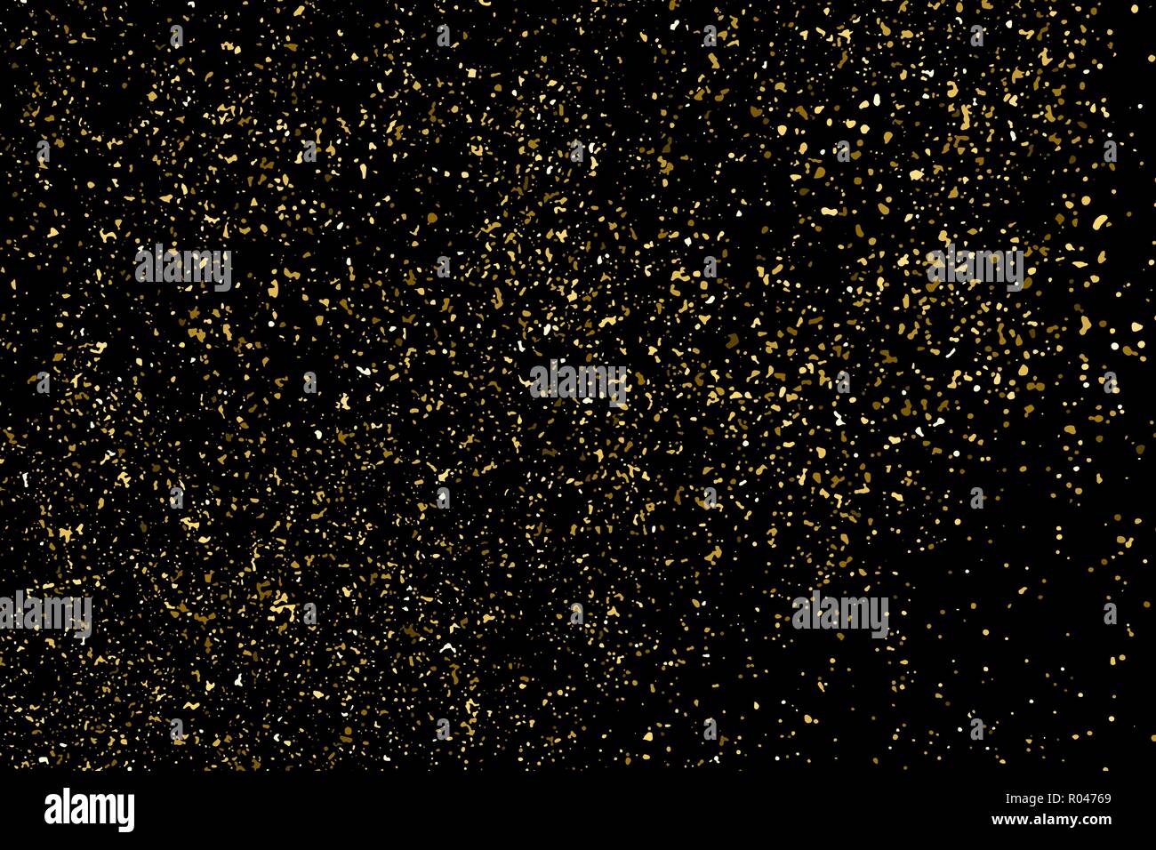 Gold Glitter Texture Isolated On Black. Amber Particles Color ...
