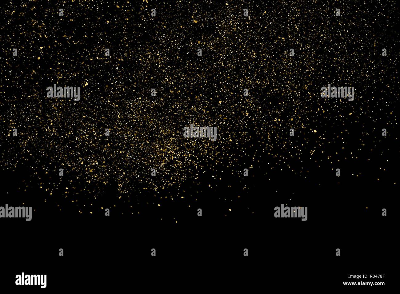Gold Glitter Texture Isolated On Black. Amber Particles Color. Celebratory Background. Golden ...