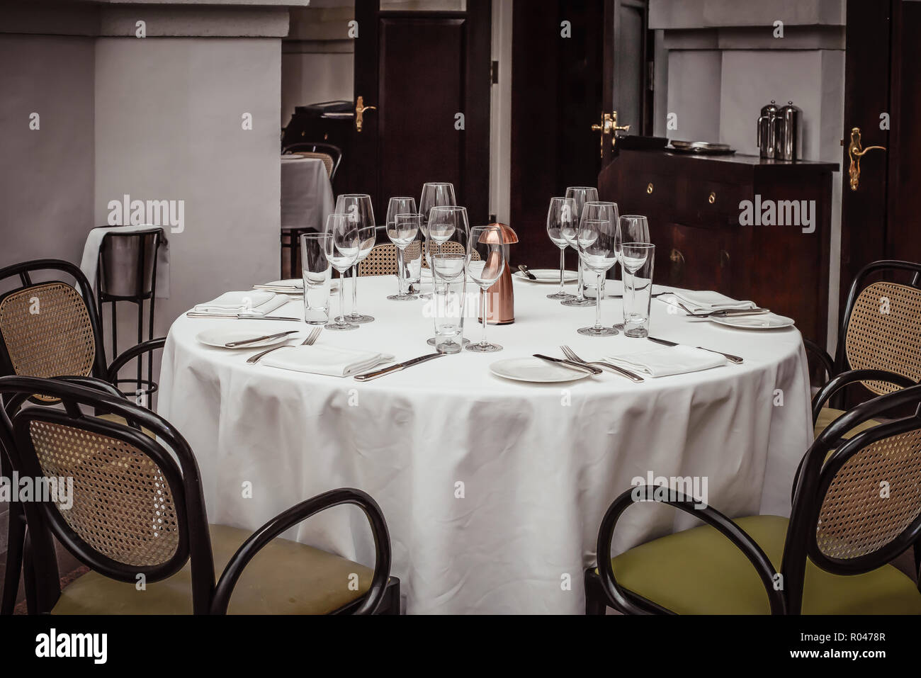 table setting in beautiful european restaurant Stock Photo - Alamy
