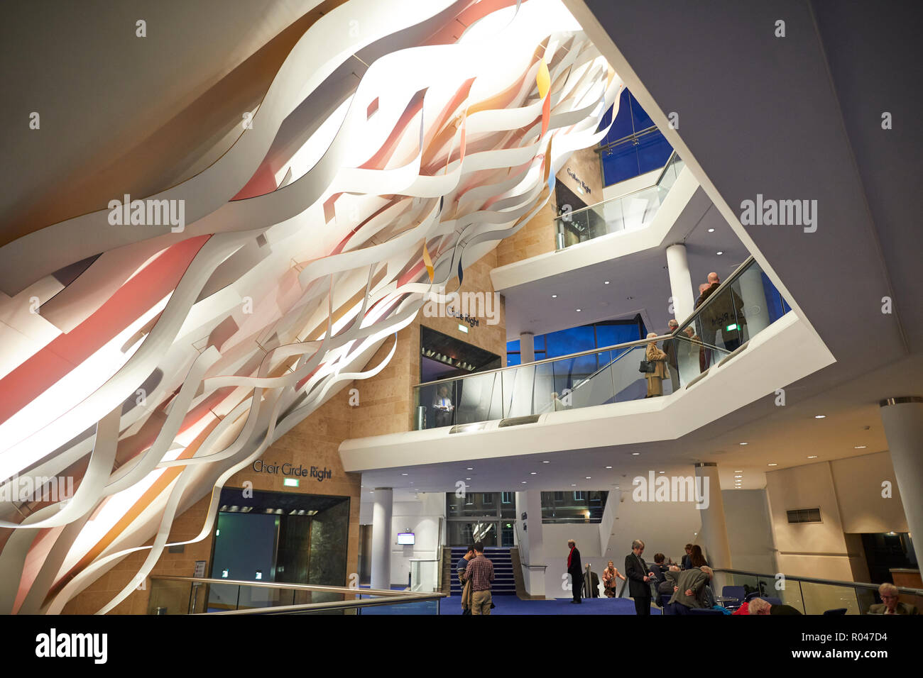 Dark evening night shot of Bridgewater hall concert venue in Manchester ...