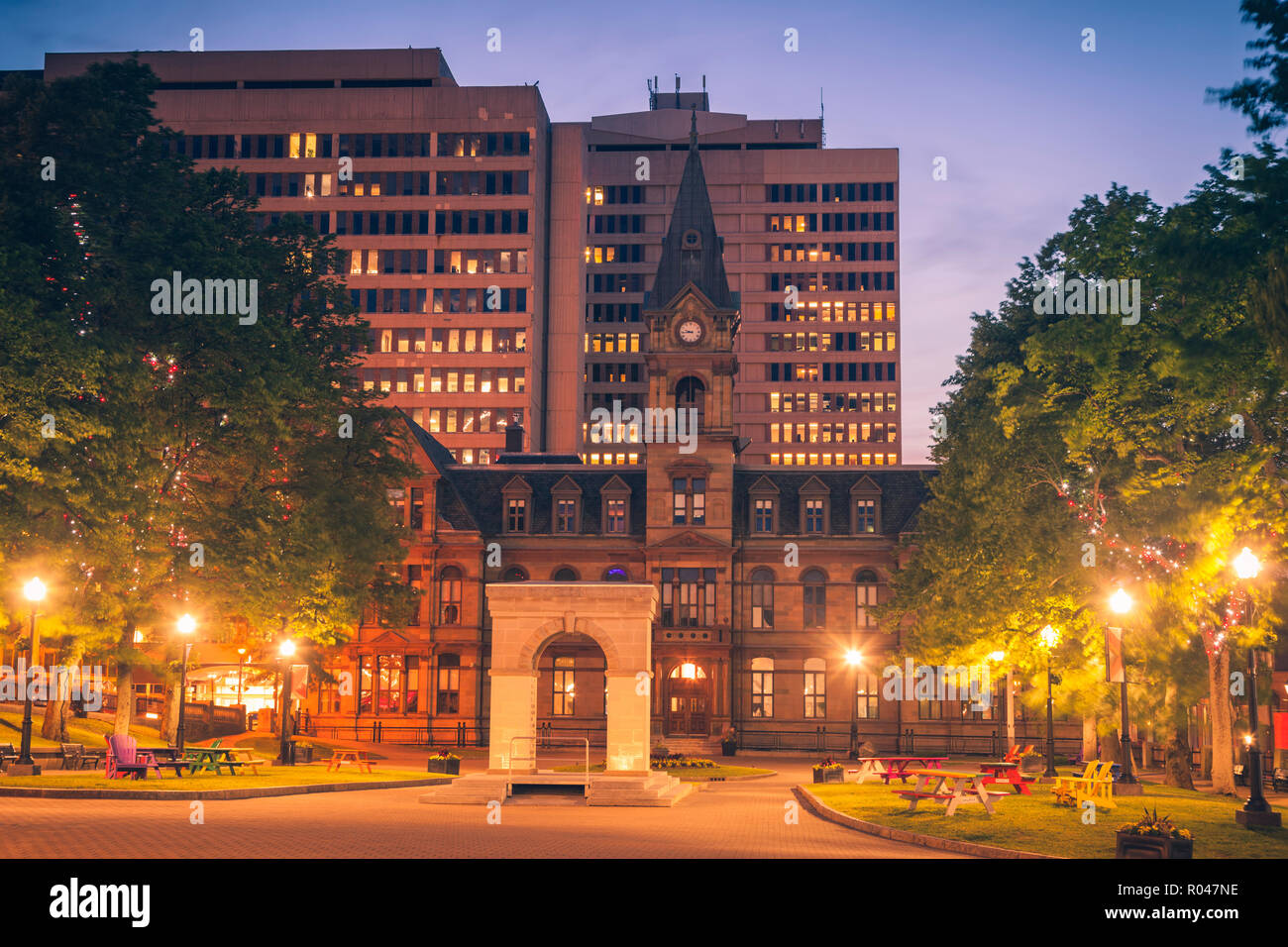 Halifax City Hall at night. Halifax, Nova Scotia, Canada Stock Photo ...