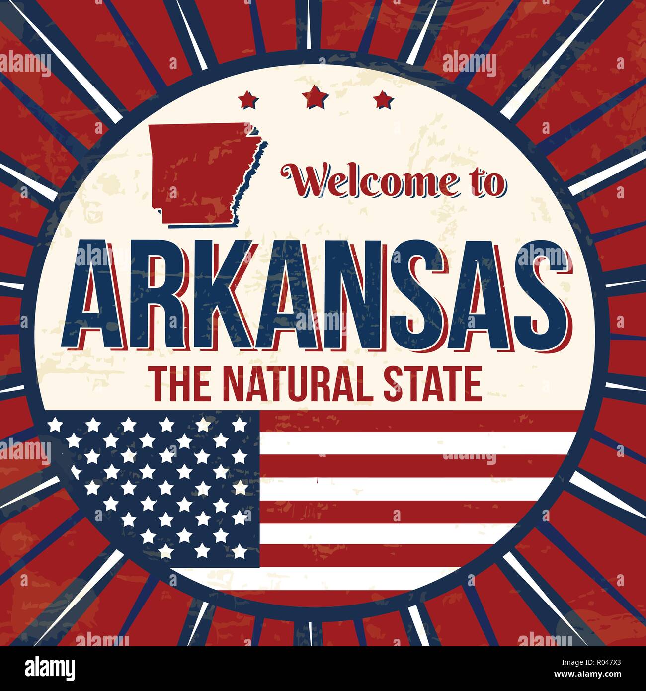 Welcome to Arkansas vintage grunge poster, vector illustrator Stock ...
