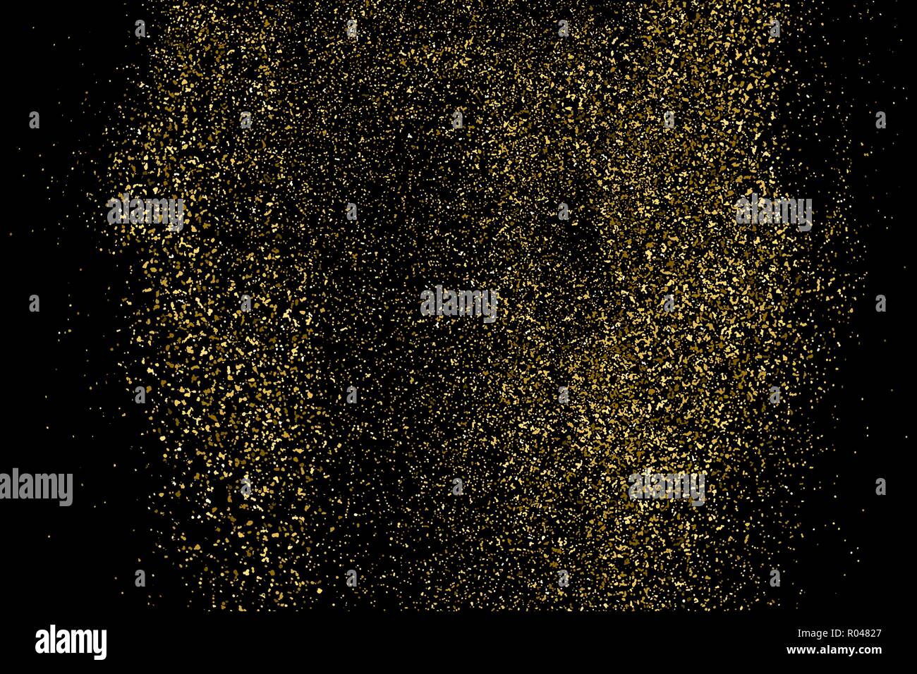 Gold Glitter Texture Isolated On Black. Amber Particles Color ...