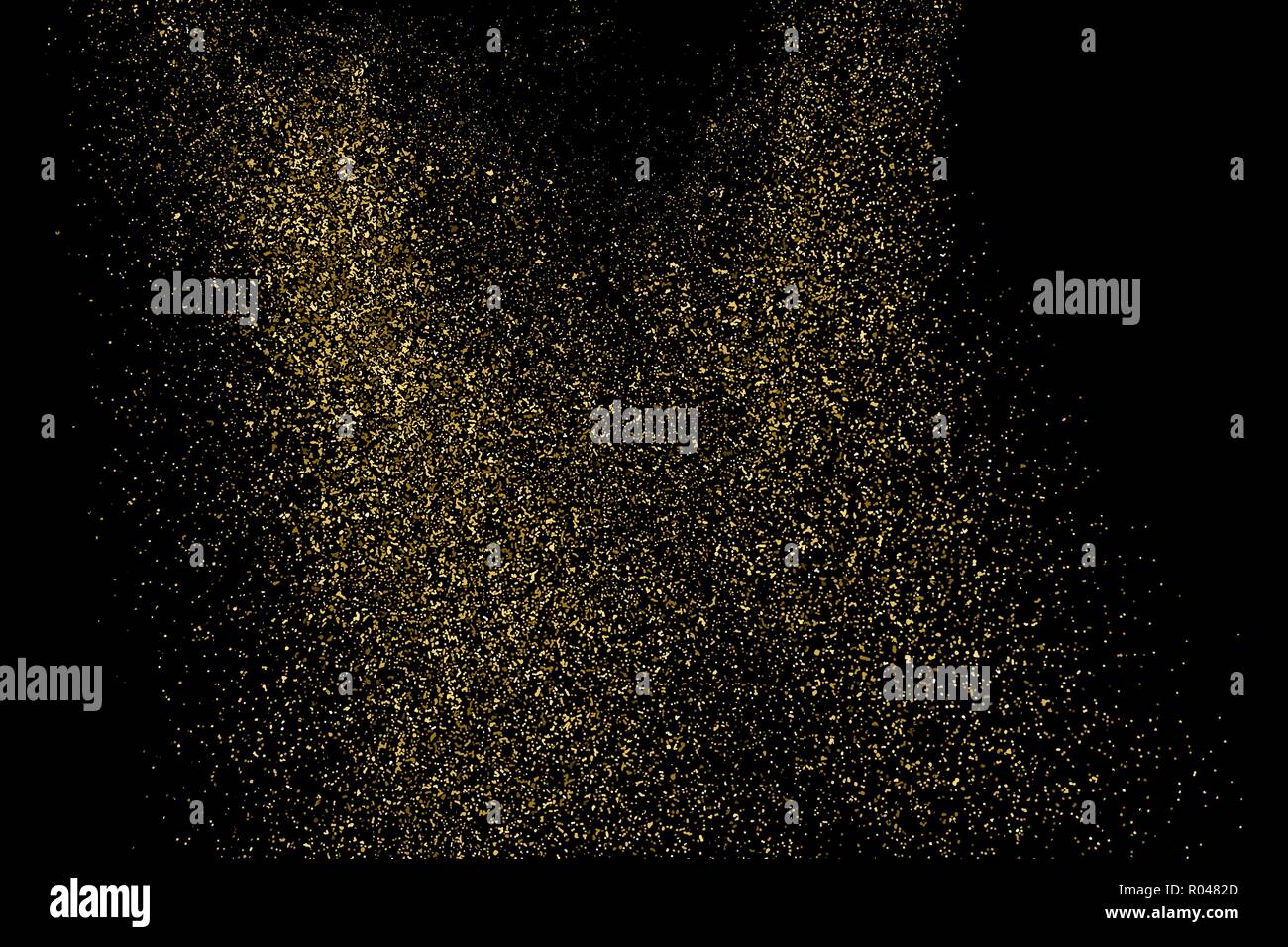 Gold Glitter Texture Isolated On Black. Amber Particles Color. Celebratory Background. Golden ...