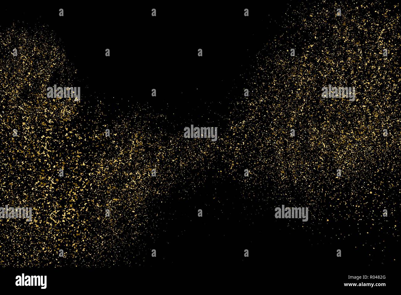 Gold Glitter Texture Isolated On Black. Amber Particles Color. Celebratory Background. Golden ...