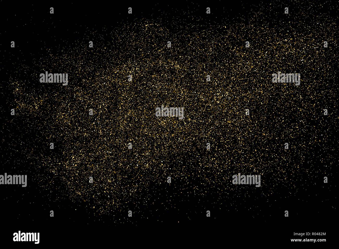 Gold Glitter Texture Isolated On Black. Amber Particles Color ...