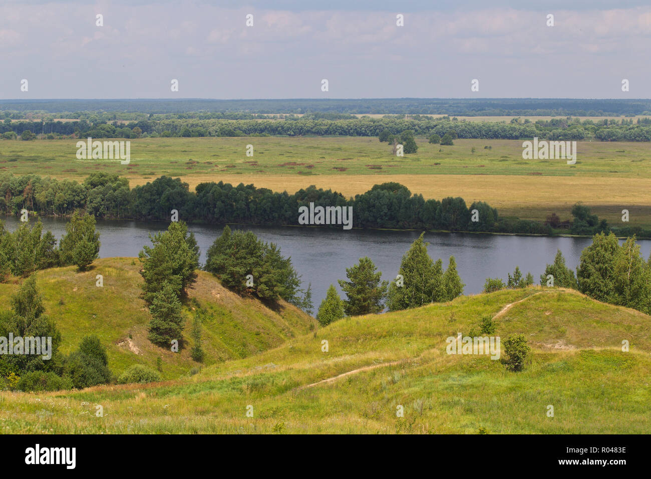 View of the Oka River near the village of Konstantinovo, Ryazan Region ...