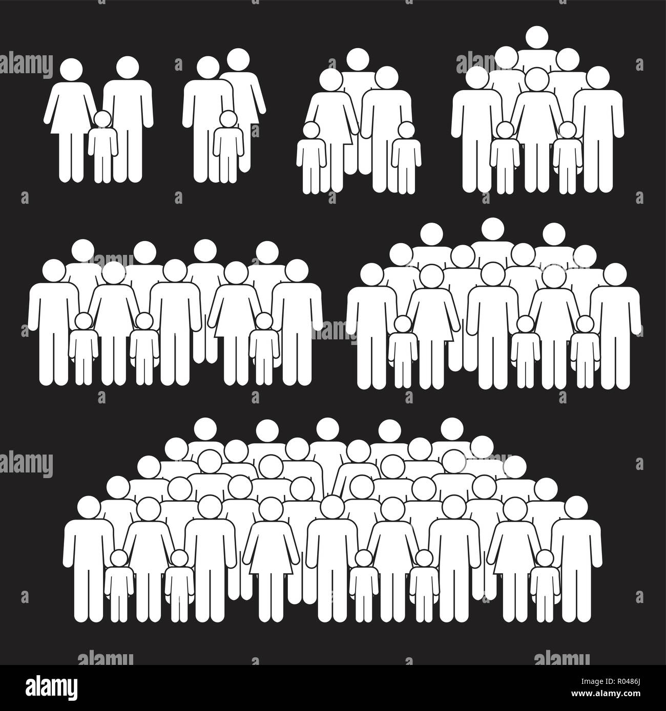 Families crowd on black background icons Stock Vector Image & Art - Alamy