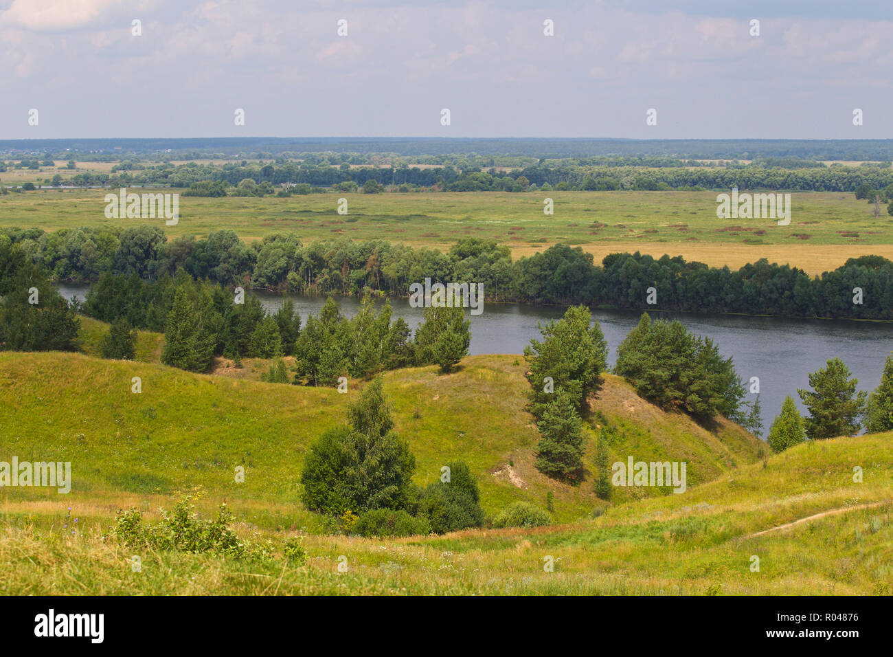 View of the Oka River near the village of Konstantinovo, Ryazan Region ...