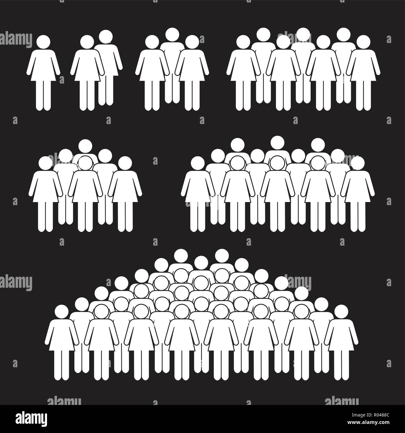 Woman crowd on black background icons Stock Vector Image & Art - Alamy
