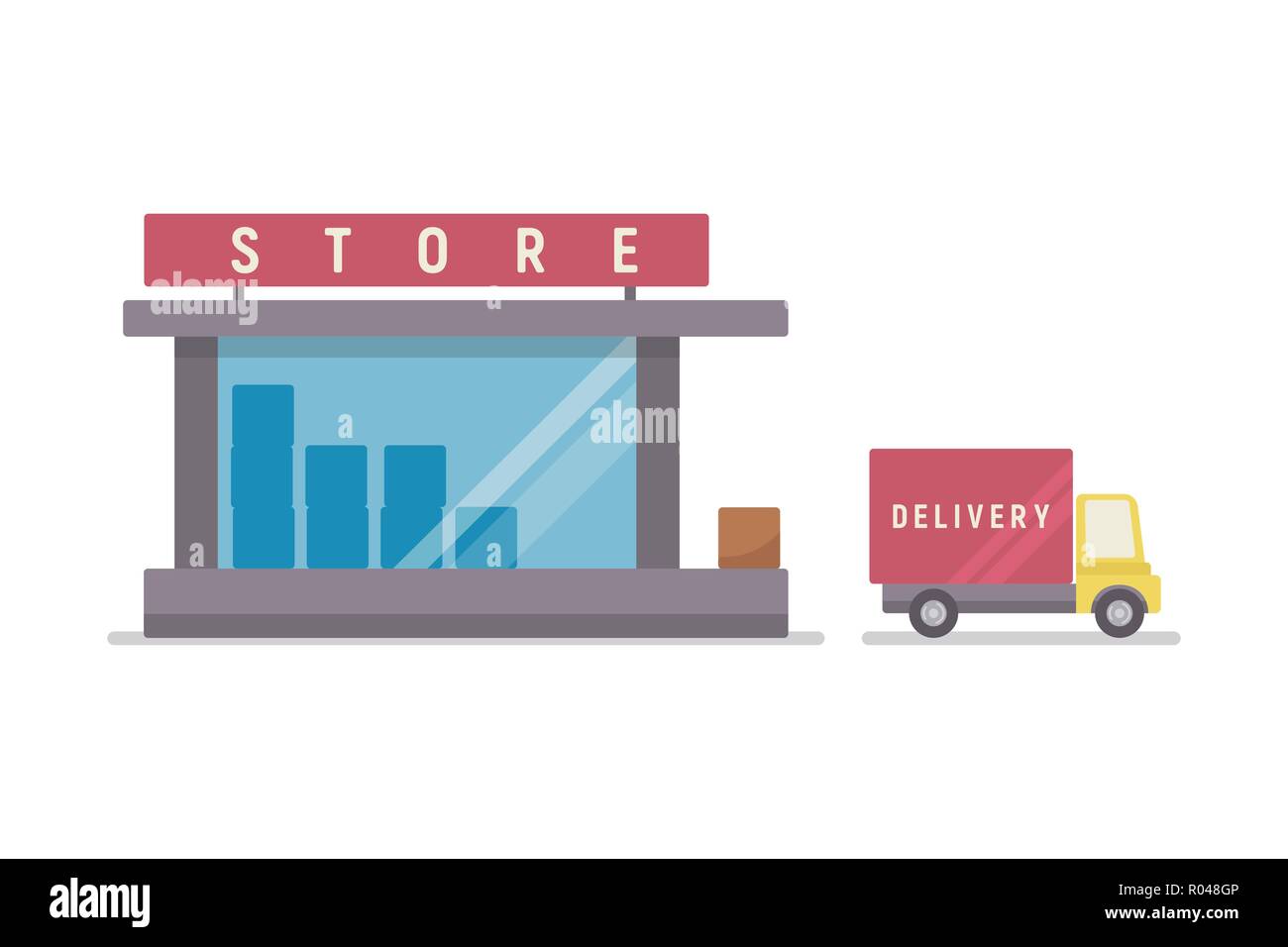Shop and delivery service. Concept of sales business. Flat vector ...