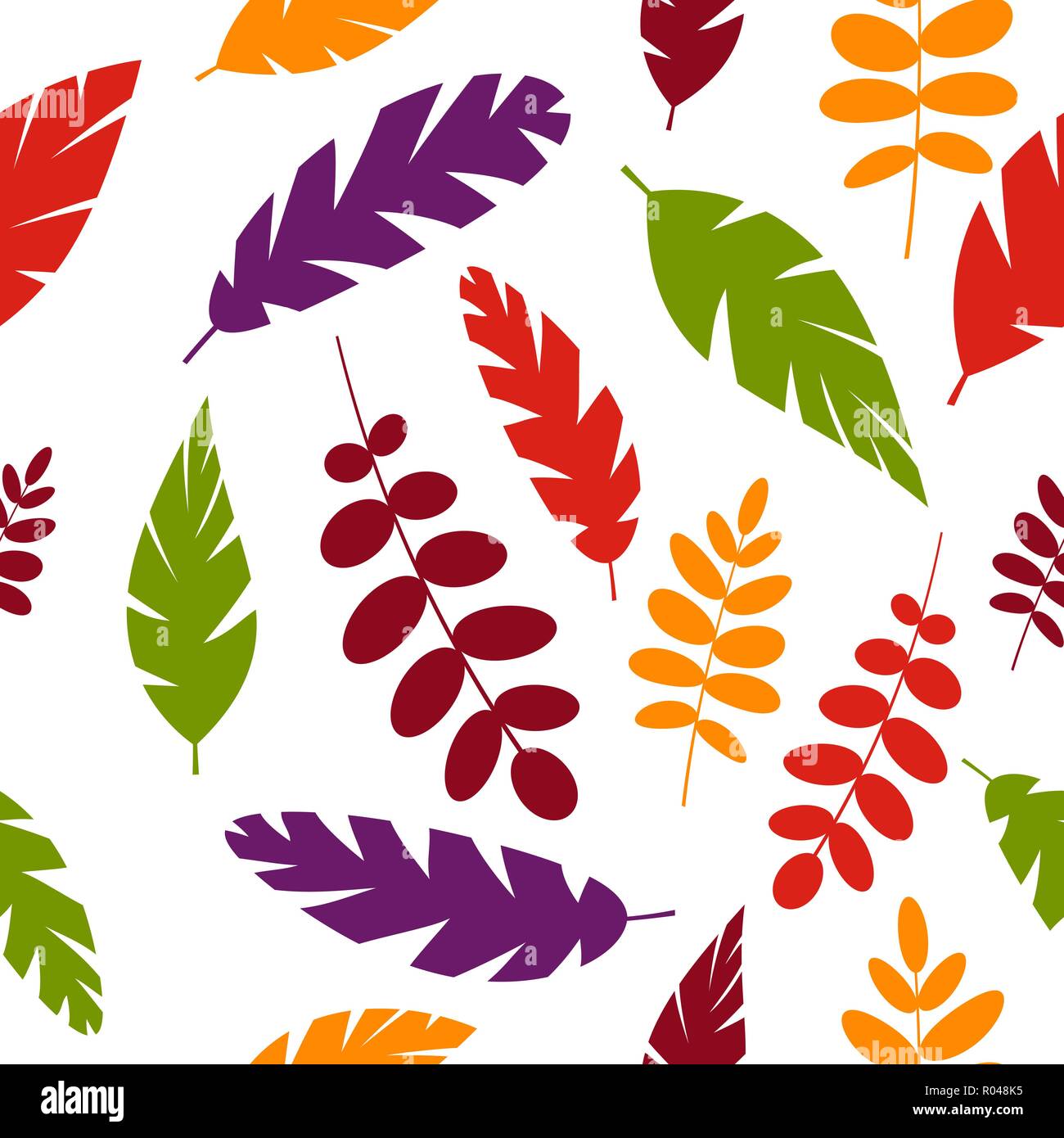 Simple leaves pattern isolated on white background. Vector illustration ...