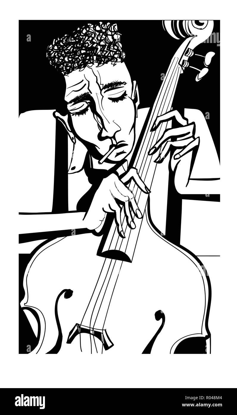 Jazz poster with double bass - Vector illustration Stock Vector Image ...