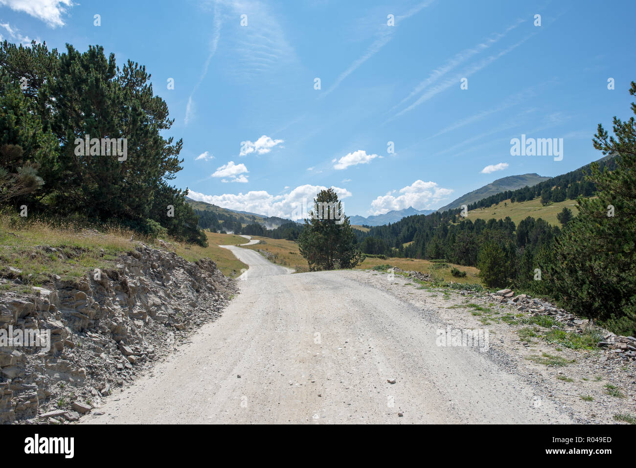 River on the road to Montgarri from the valley of Aran, Spain Stock ...