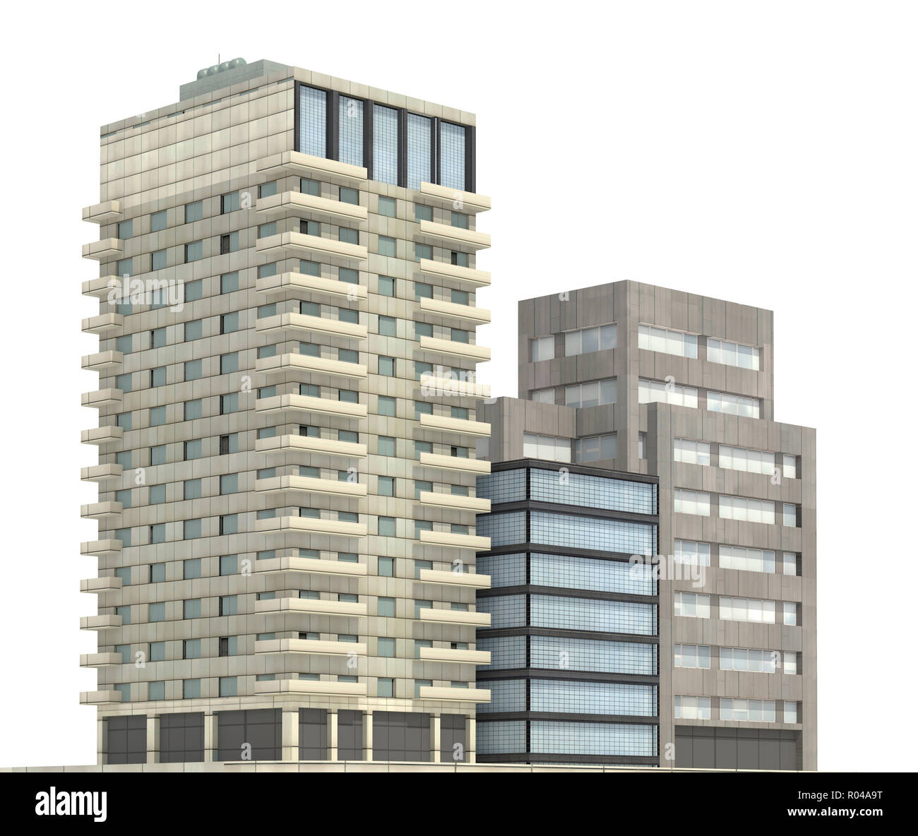 Modern buildings isolated on white background 3d illustration Stock ...