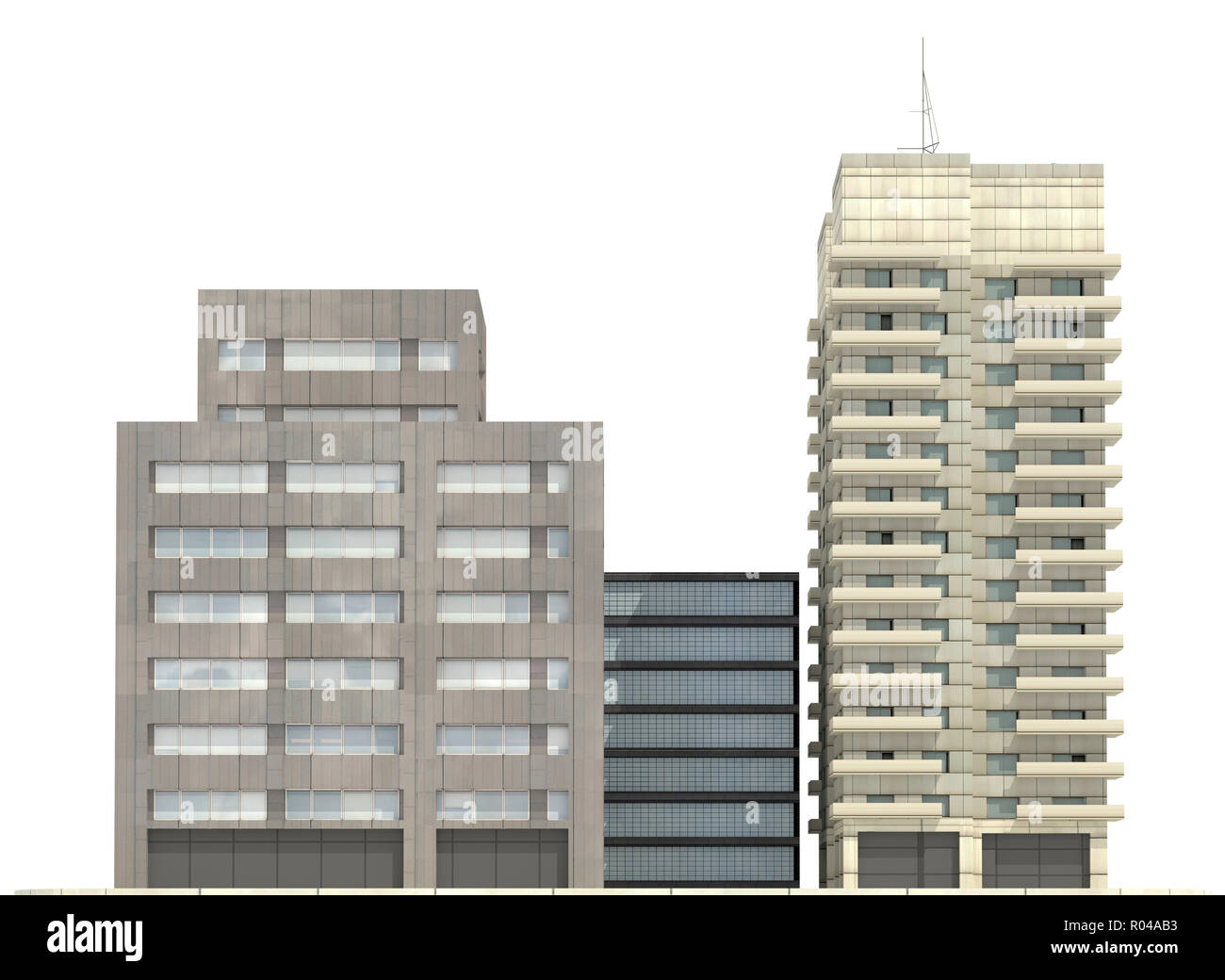 Modern buildings isolated on white background 3d illustration Stock ...