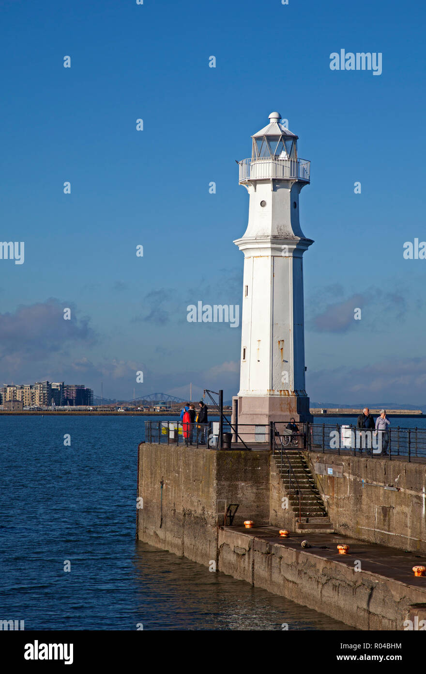 Lighthouse at Newhaven Harbour, Edinburgh, Scotland, UK Stock Photo - Alamy