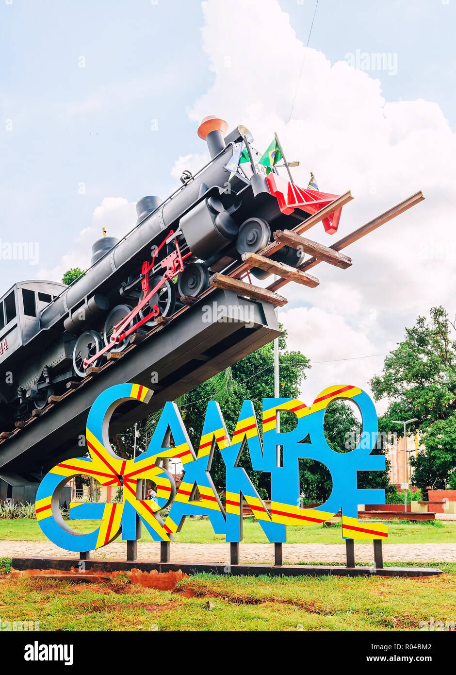 Campo Grande, Brazil - October 29, 2018: Monument of a big black train ...