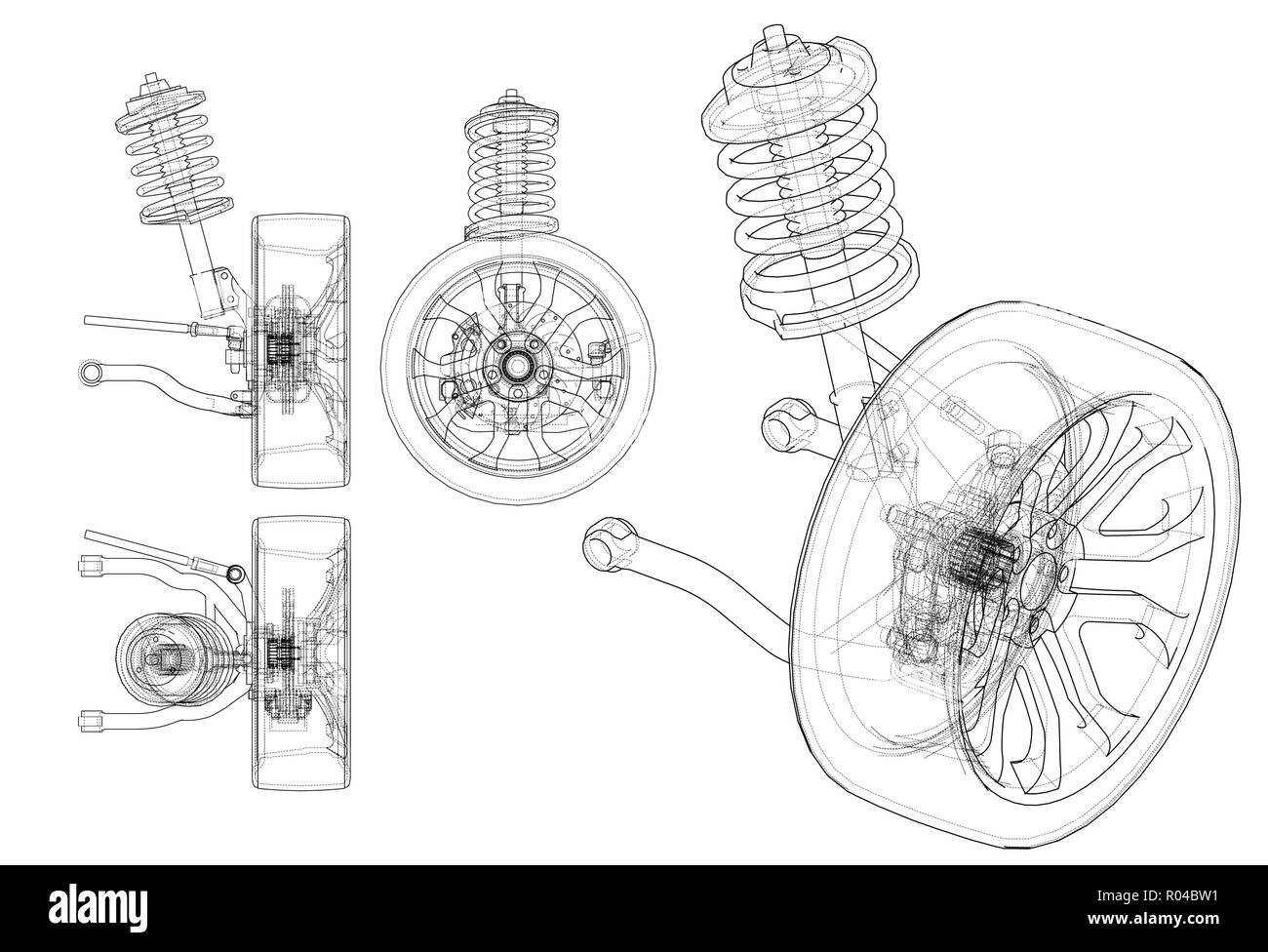 Car suspension with wheel tire and shock absorber Stock Vector Image ...