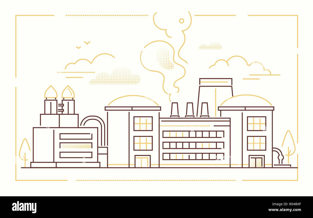 Factory - modern line design style vector illustration Stock Vector ...