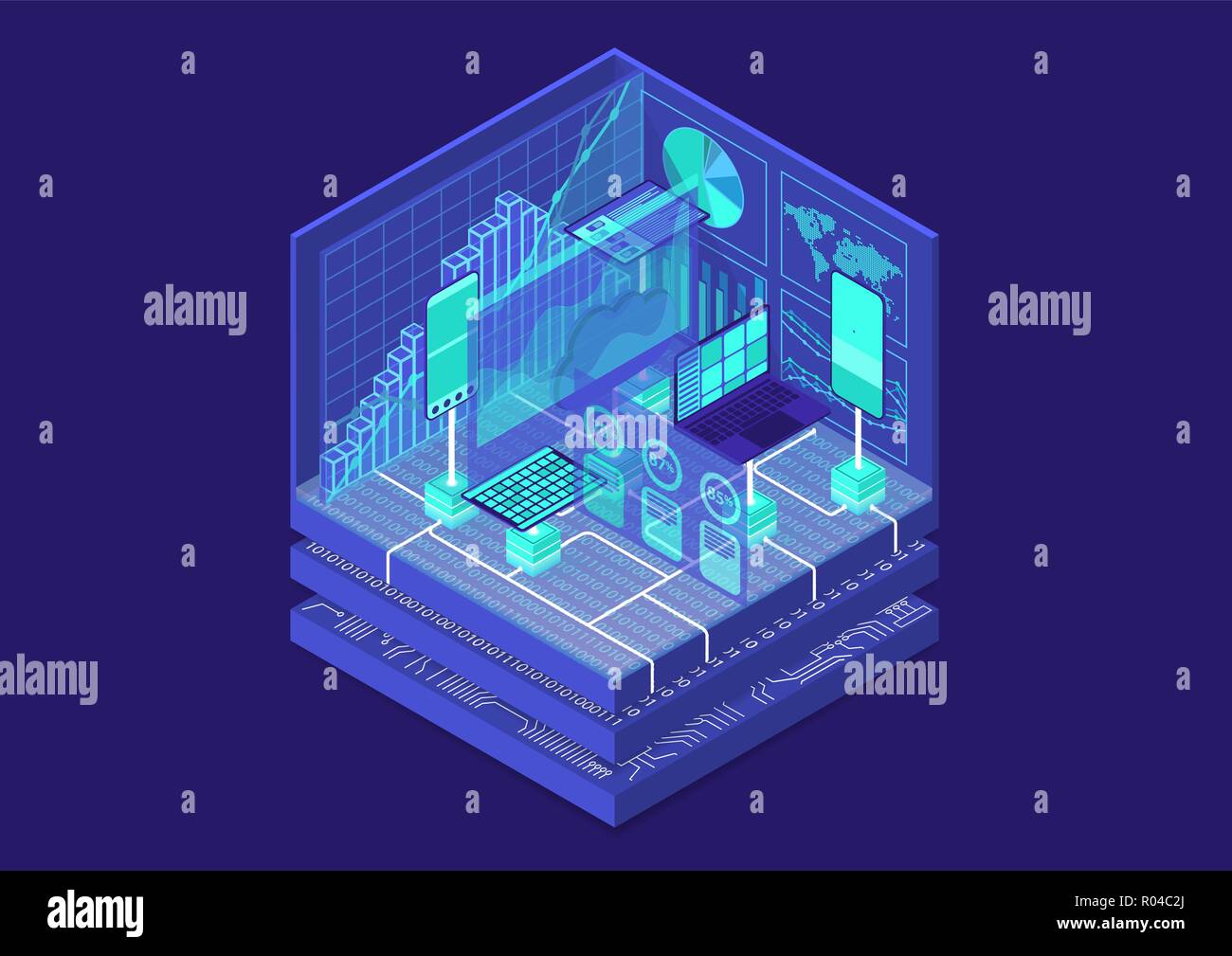 Advanced Analytics isometric vector illustration. Abstract 3D ...