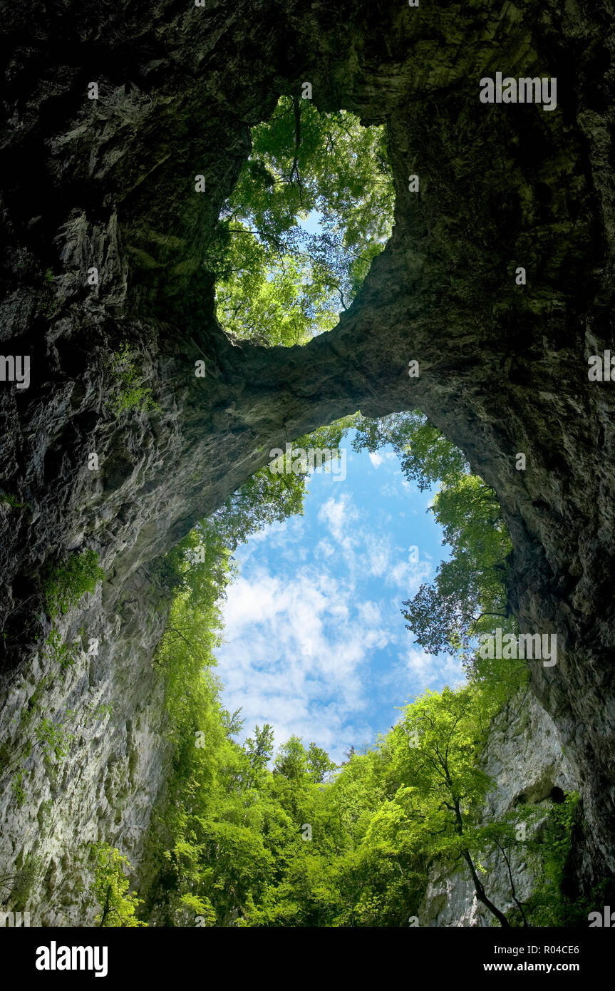 Collapsed cave ceiling, Zelska Jame cave in Skocjan Karst Gorge, Racov ...