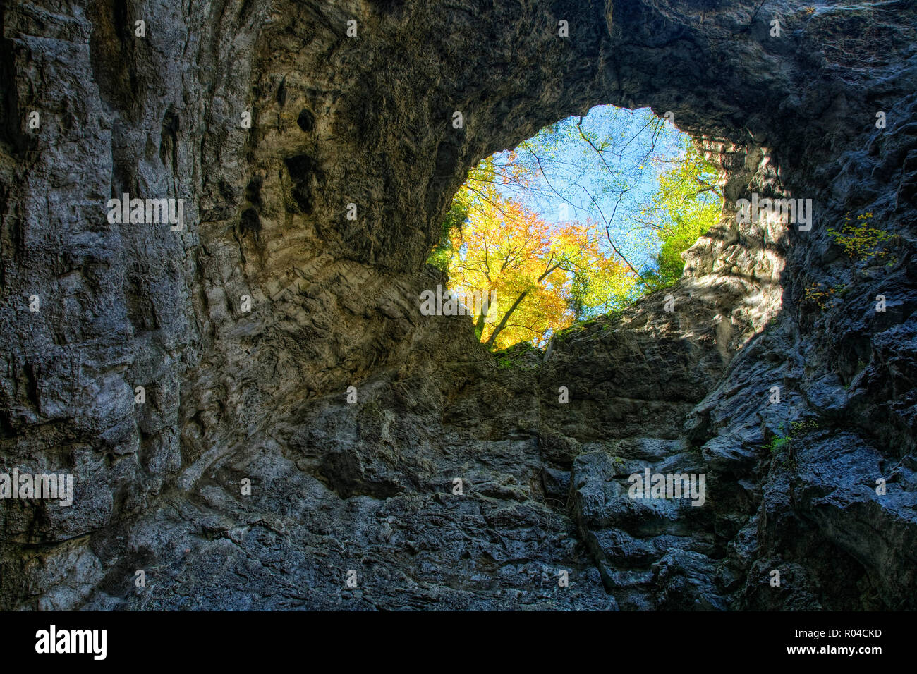 Collapsed cave ceiling, Zelska Jame cave in Skocjan Karst Gorge, Racov ...