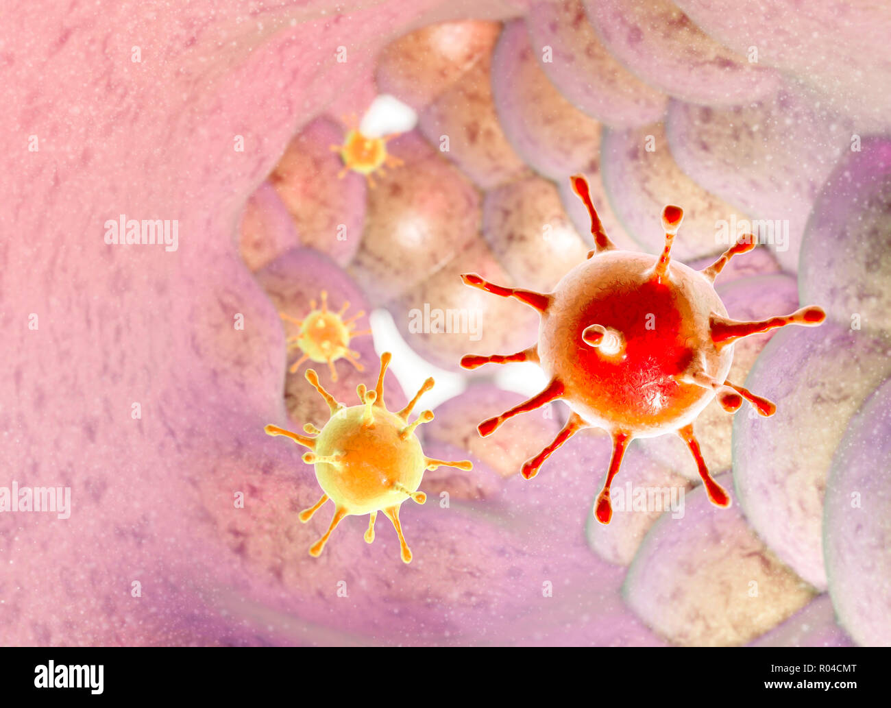 Virus, genetic code, bacteria and microorganisms seen under a ...