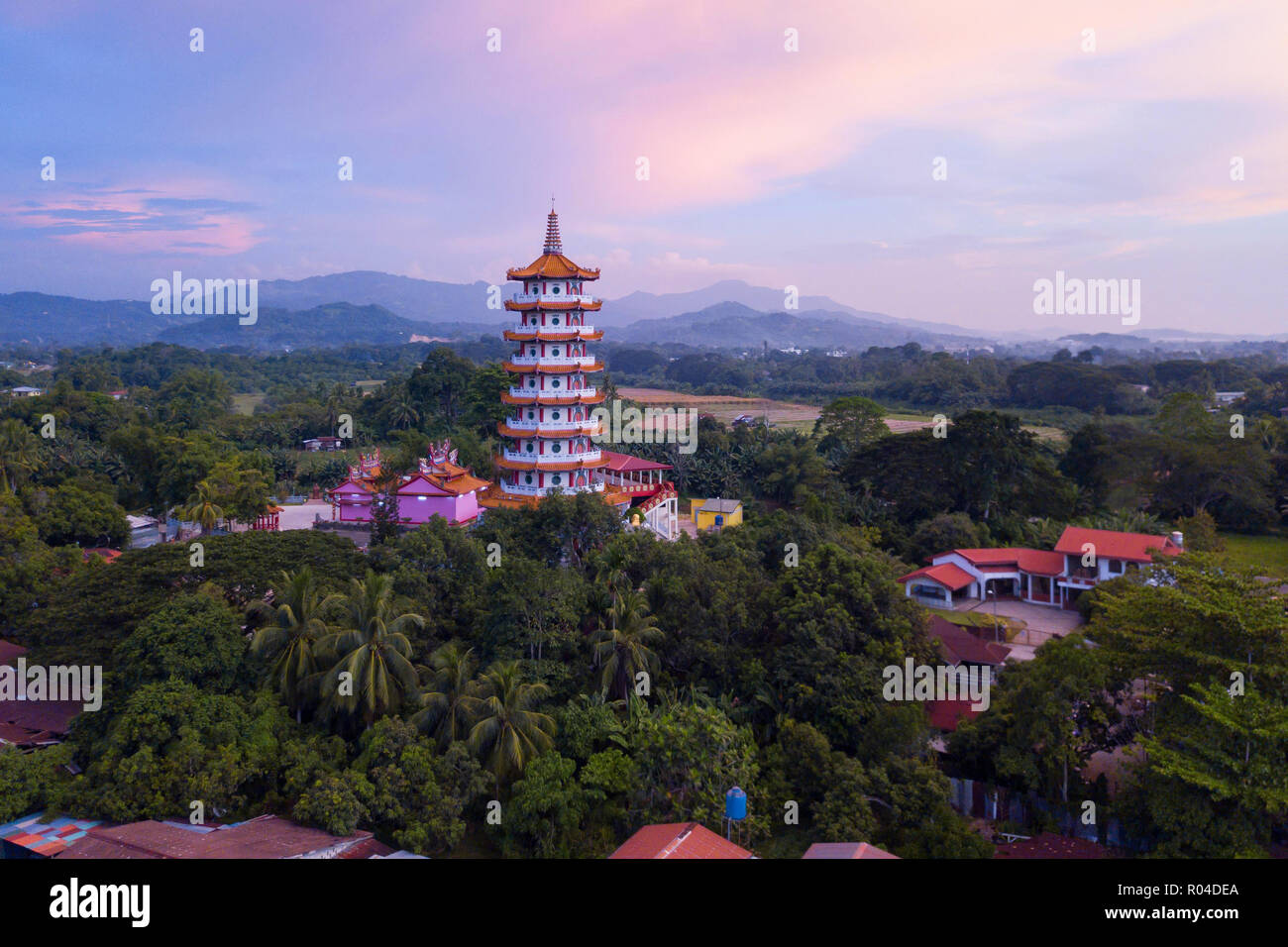 Sunset view with pagoda at foreground in Tuaran Sabah Malaysia Stock ...