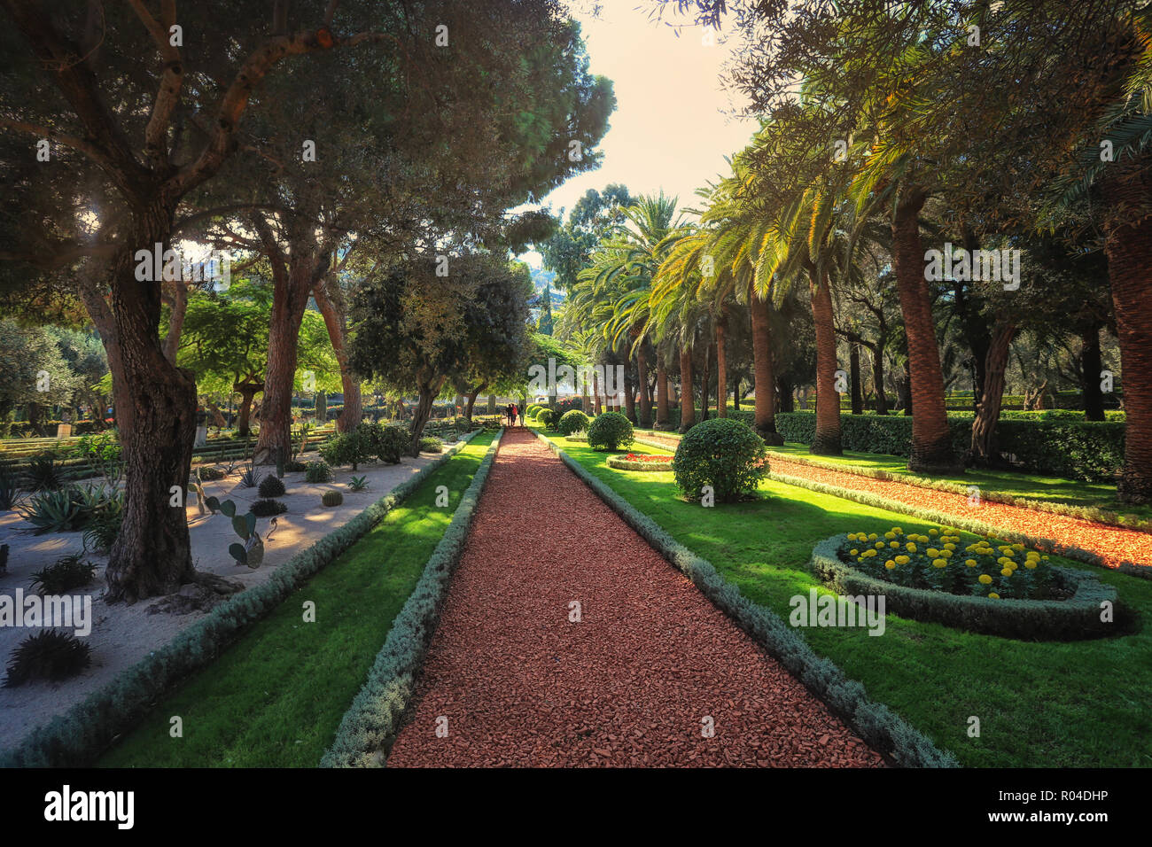 The Bahai Gardens in Haifa in Israel. It is a place where people admire ...