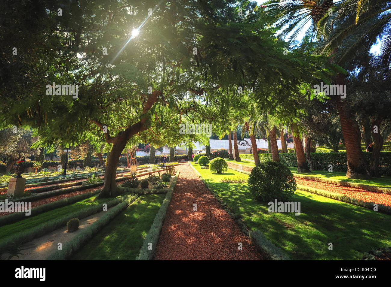 The Bahai Gardens in Haifa in Israel. It is a place where people admire ...