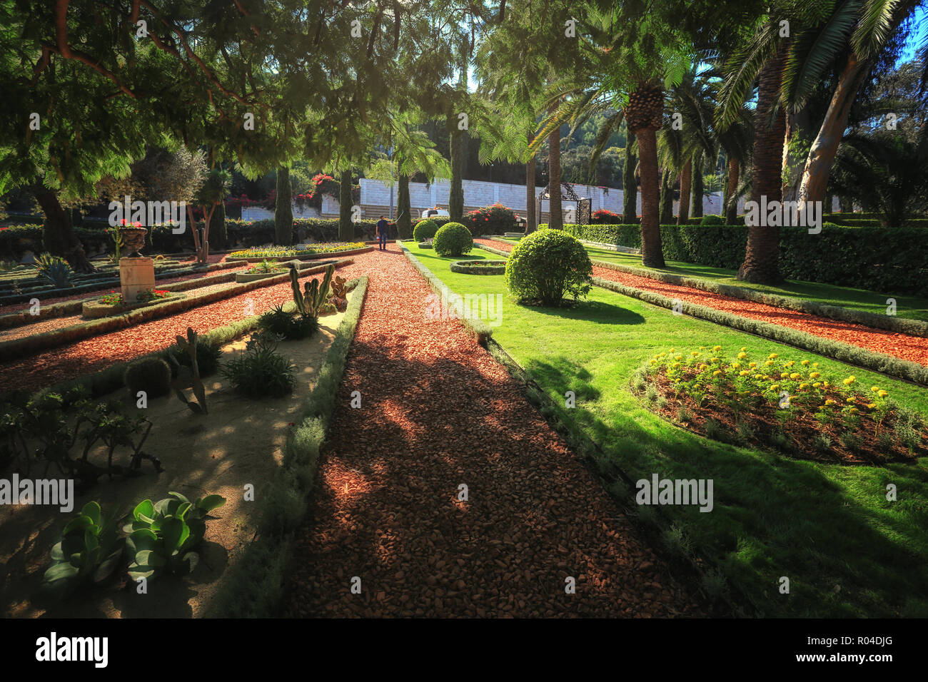 The Bahai Gardens in Haifa in Israel. It is a place where people admire ...