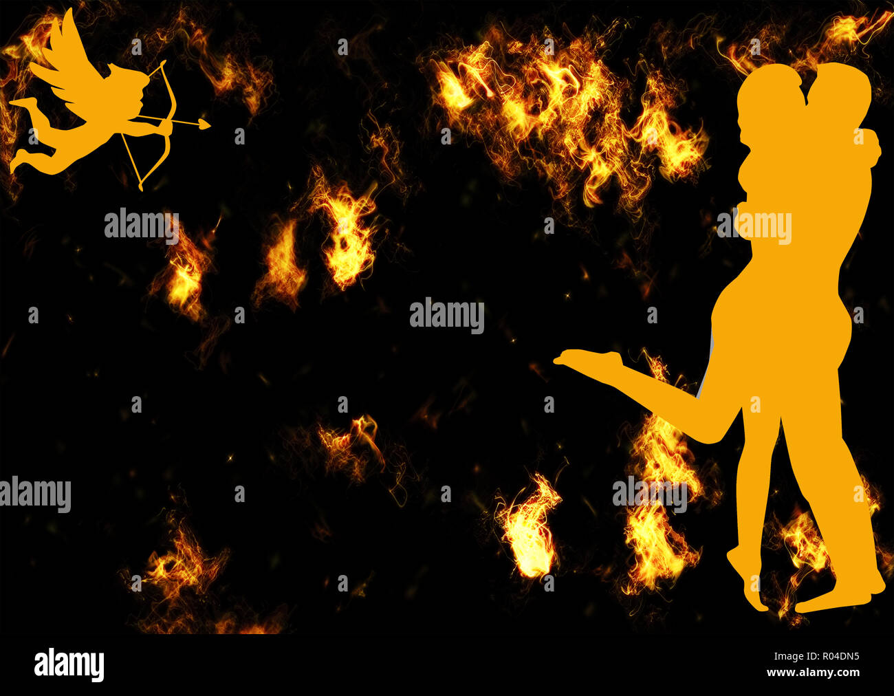 Kiss couple fire silhouette hi-res stock photography and images - Alamy