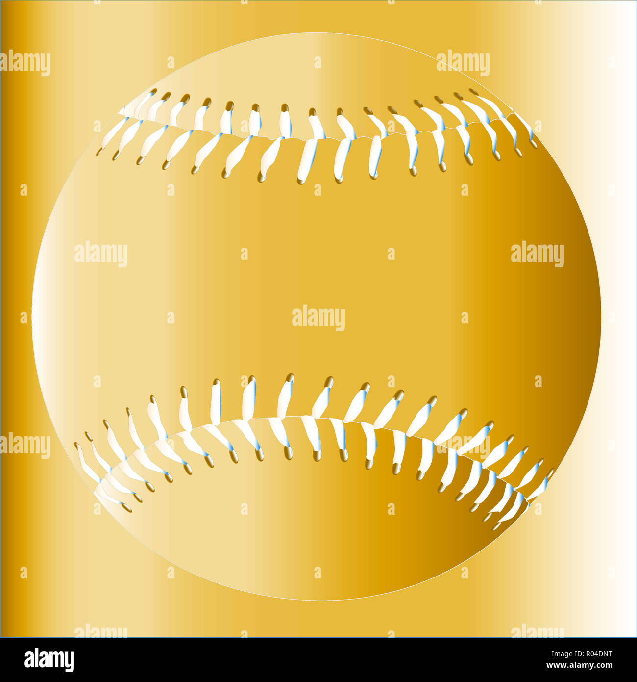 A new golden abstract baseball with stitching on a faded background ...