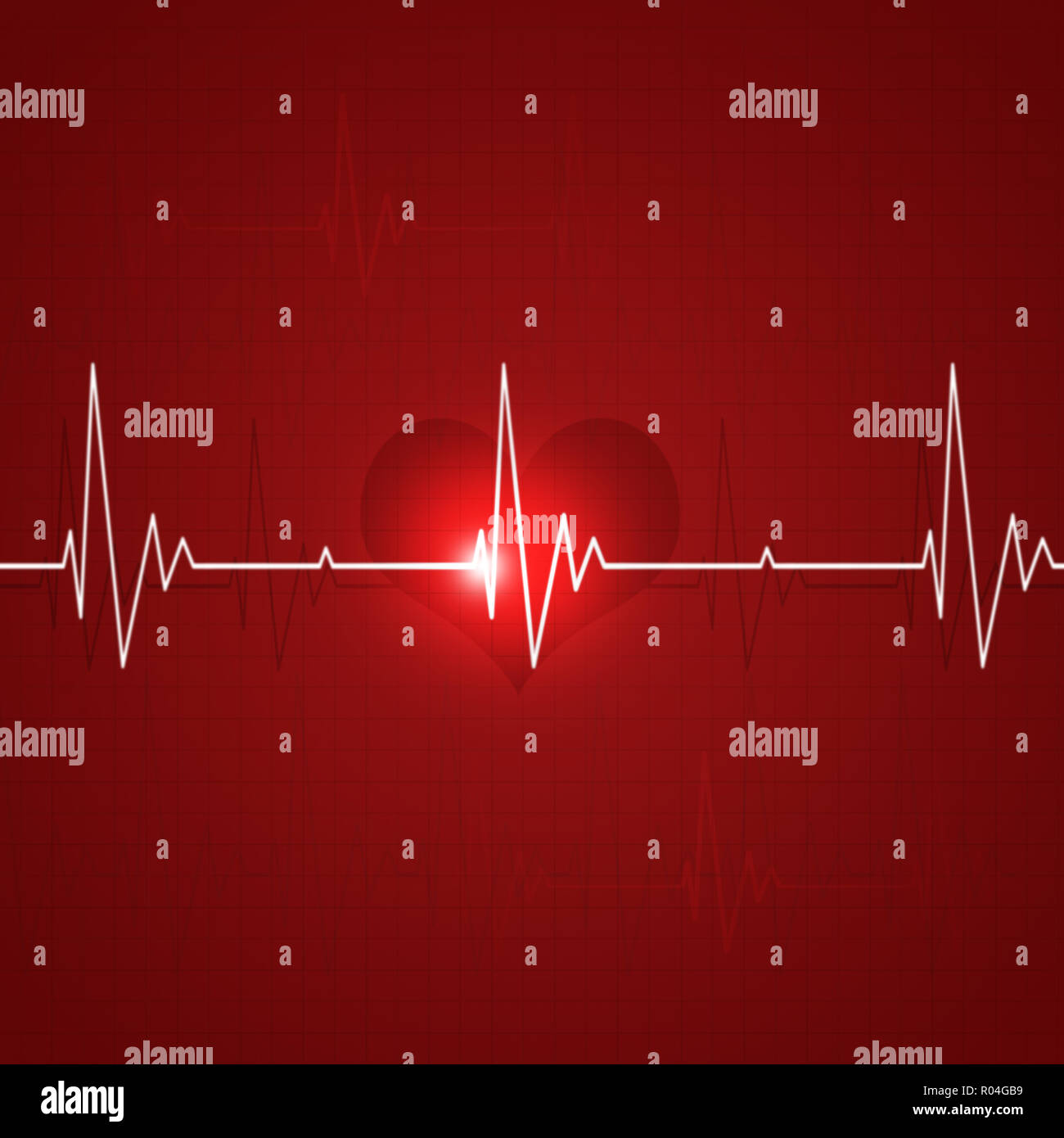 heart pulsating rhythm graph abstract red background Stock Photo - Alamy